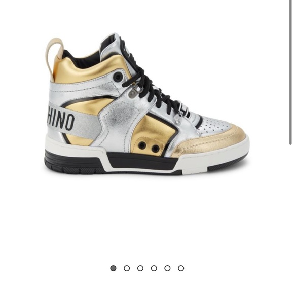 Moschino | Shoes | Moschino High Top Leather Sneakers | Poshmark